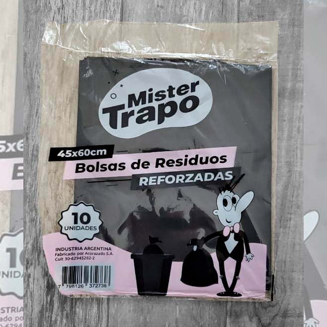 BOLSAS RESIDUOS REFORZADAS 45X60C X10 MISTER TRAPO - Torres y Liva
